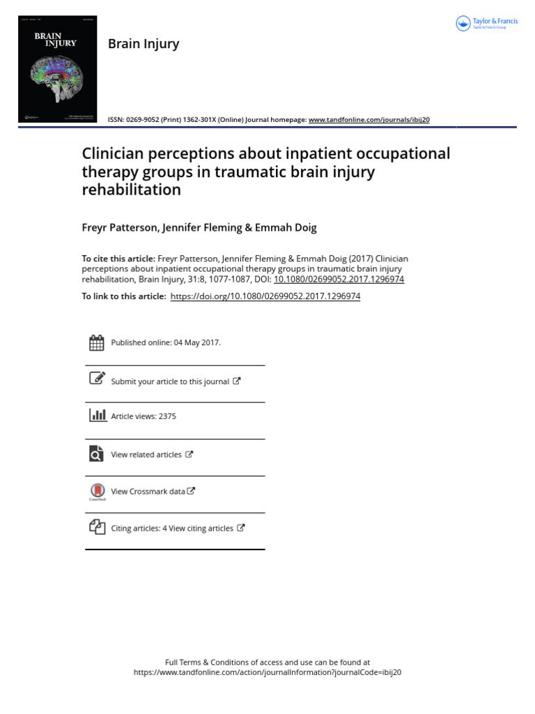 Clinician Perceptions About Inpatient Occupational Therapy Groups in ...