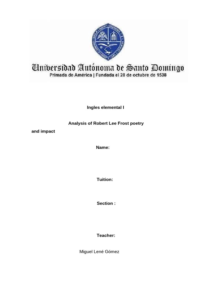 Robert Frost Poetry Analysis Guide | PDF | Poetry