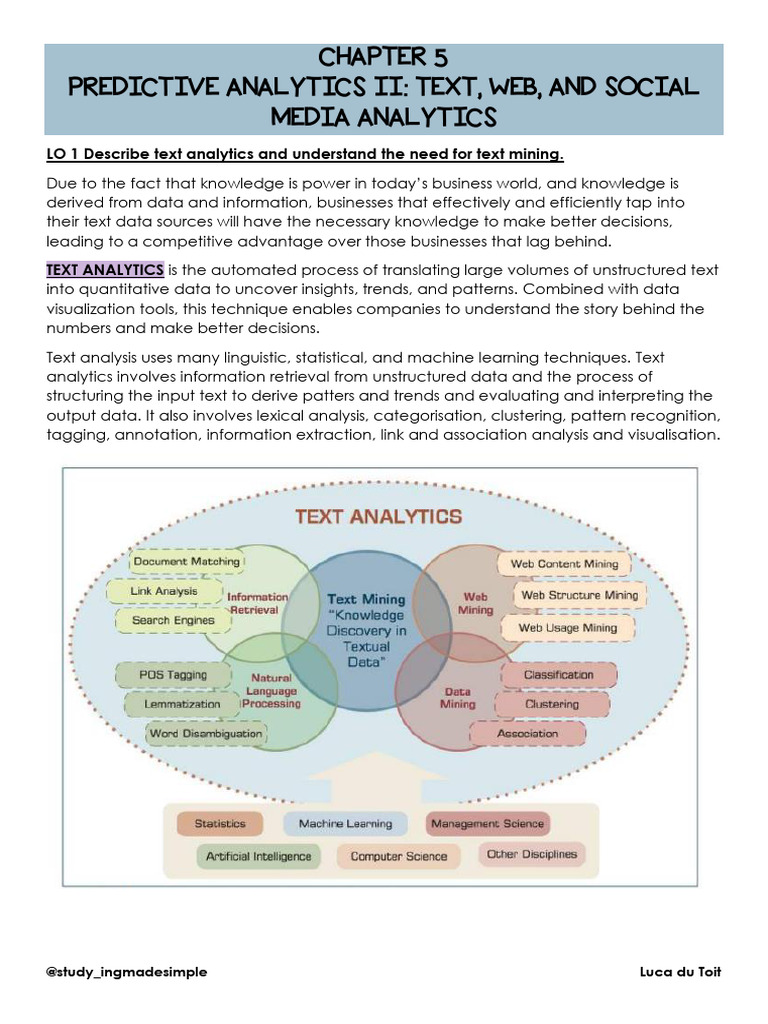 Chapter 5 Predictive Analytics II Text J Web J and Social Media Analytics | PDF | Analytics | Word
