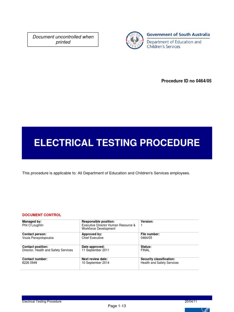 Electrical Testing Procedure Overview | PDF | Electrical Connector ...