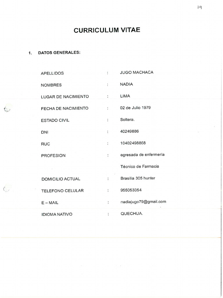 Documentos de CV Nadia | PDF