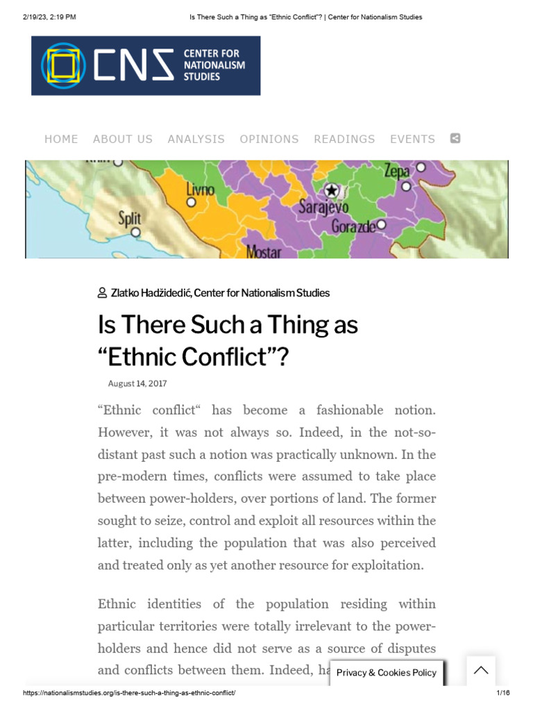 Rethinking "Ethnic Conflict" Origins | PDF | Sovereignty | Nationalism