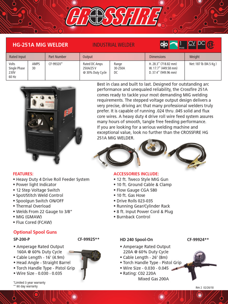 Crossfire HG-251A Mig Welder | PDF | Welding | Construction