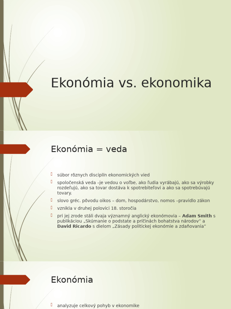 Ekonómia Vs Ekonomika | PDF