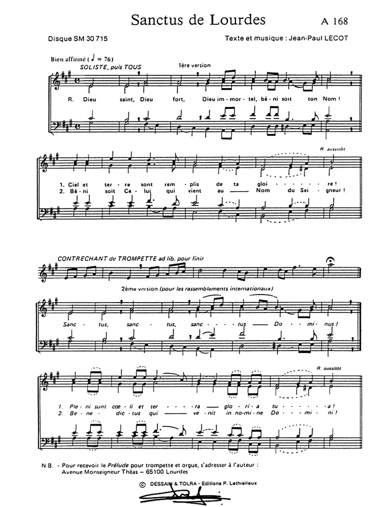Sanctus A168 - Sanctus - de - Lourdes | PDF
