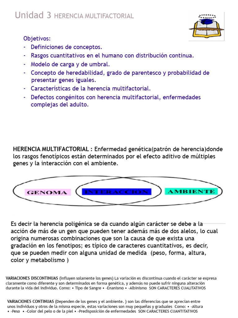UNIDAD TUTORIAS HERENCIA MULTIFACTORIAL | PDF | Lugar cuantitativo | Heredabilidad