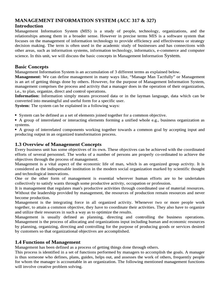 ACC 317 Management Information Syetem | PDF | System | Information