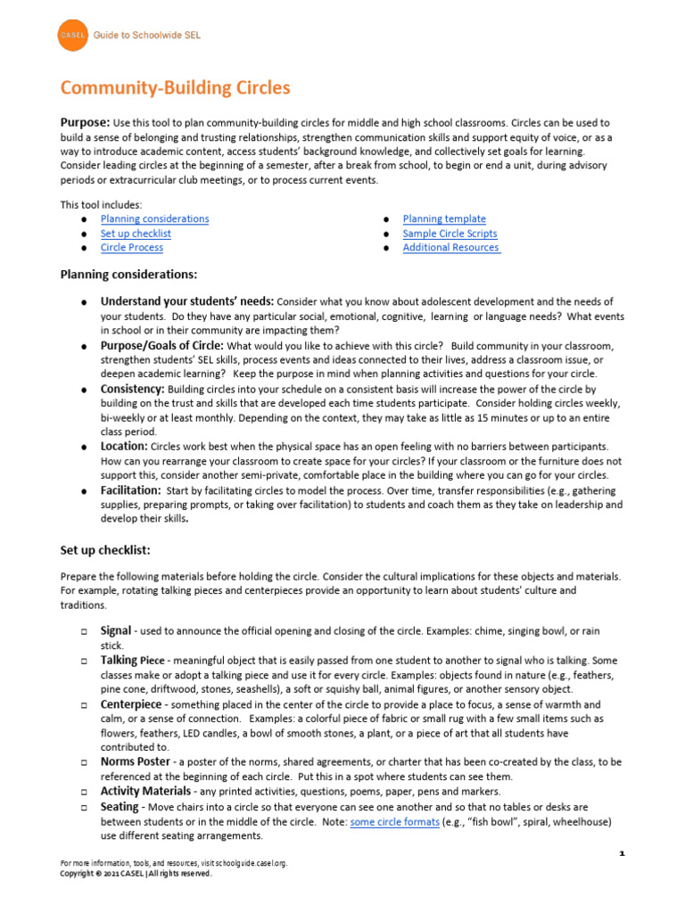 Community-Building Circles Guide | PDF | Mind | Classroom