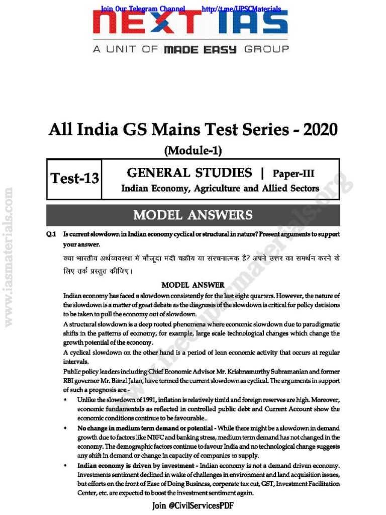 13A Next IAS CSM20 Test 13 | PDF
