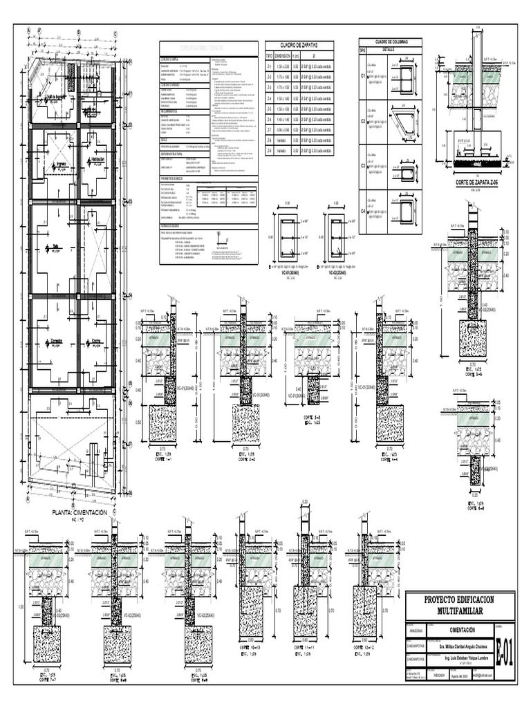 2.oo - Estructura - Militza Angulo-E1 - Formato A1 | PDF | Fundación (Ingeniería) | Albañilería