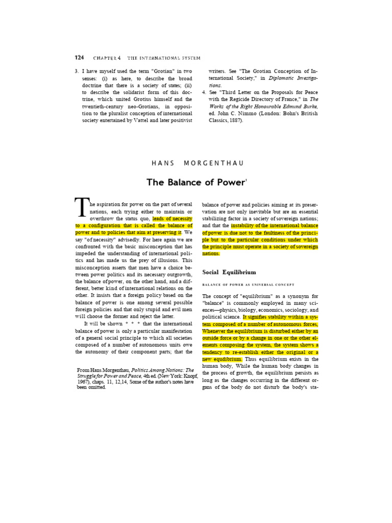 Morgenthau's Balance of Power Theory | PDF | Economic Equilibrium ...