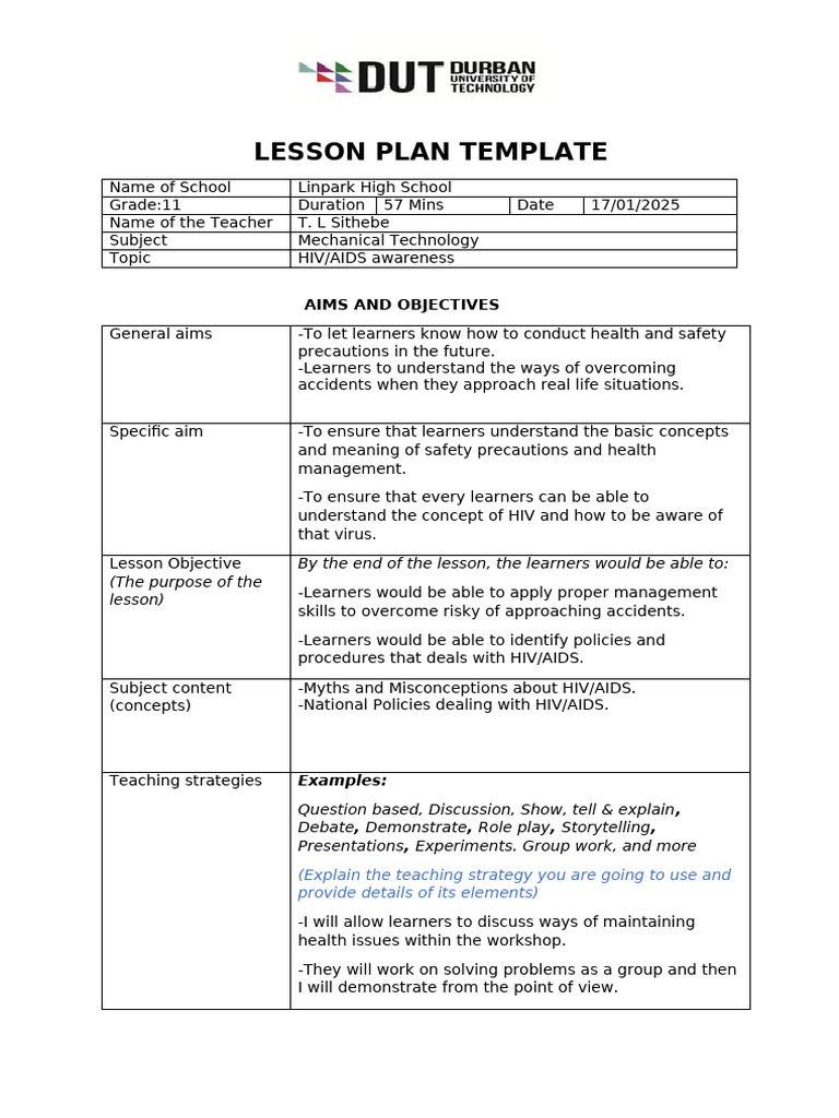 Mechanical Technology Lesson 1 | PDF | Learning | Procedural Knowledge