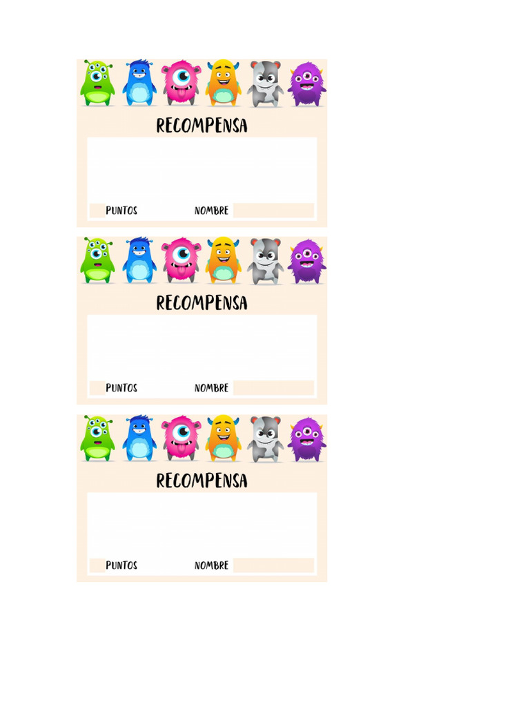 Tarjetas de Recompensa ClassDojo | PDF