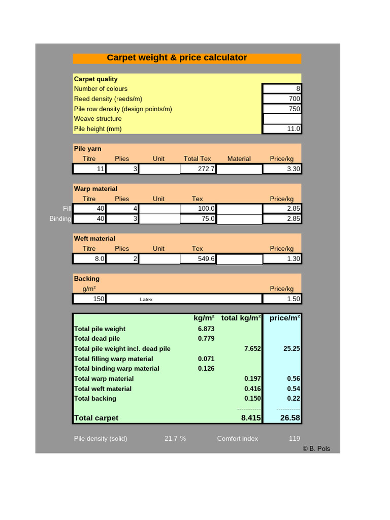 Carpet Weight Calculator | PDF | Carpet | Weaving