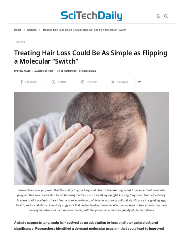 Molecular Switch for Hair Loss Treatment | PDF | Hair | Evolution