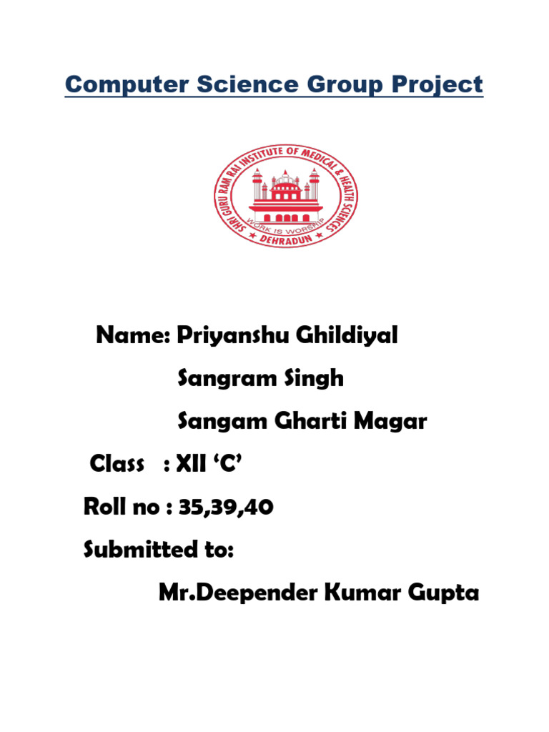 Computer Science Group Project | PDF