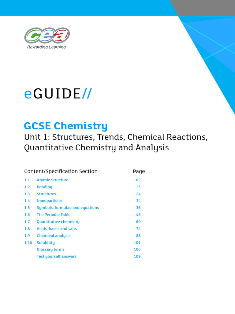 GCSE Chemistry: Unit 1: Structures, Trends, Chemical Reactions ...