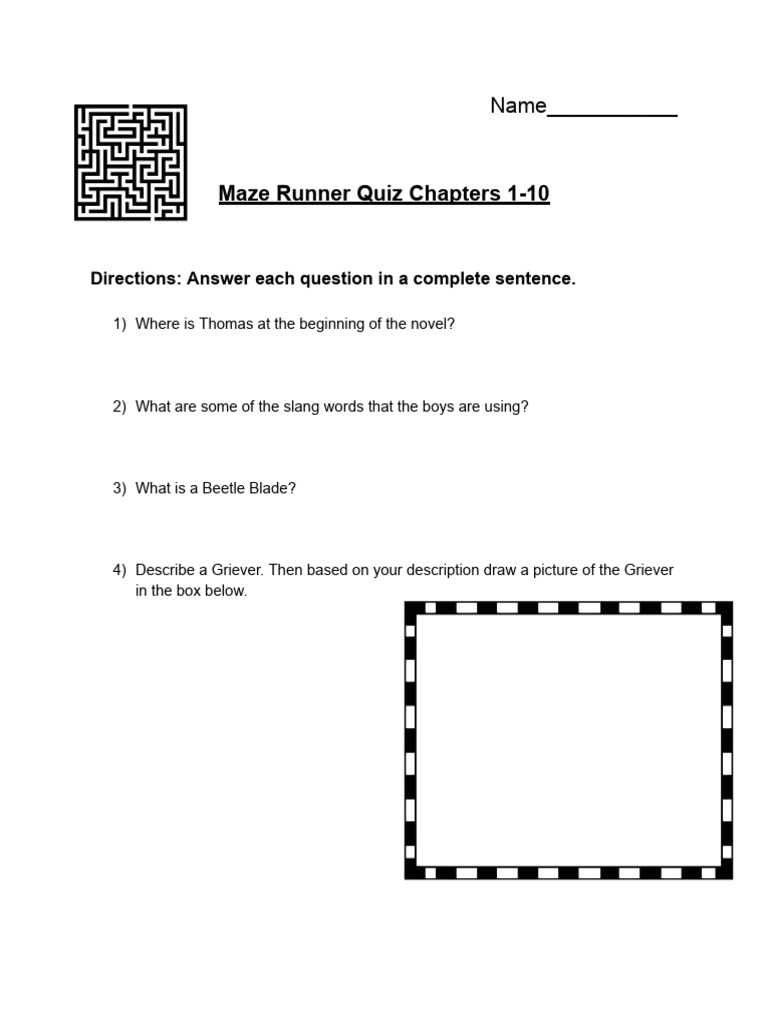 MazeRunner Quiz 1 (1-10) | PDF