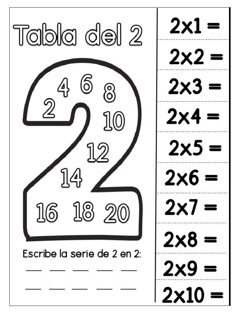 Tabla Del 2 Ejercicios | PDF