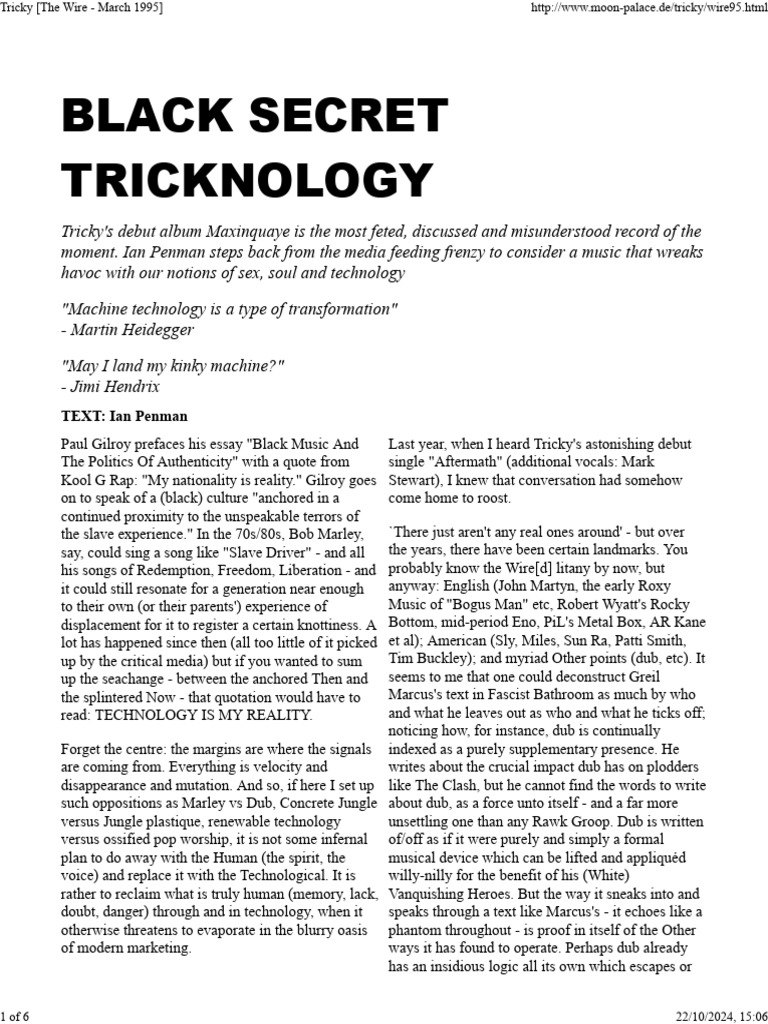 Tricky (The Wire - March 1995) | PDF