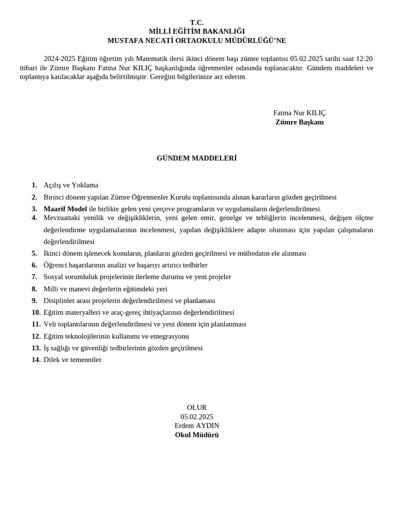 Ortaokul Matematik Ikinci Donem Basi Zumre Fatma Nur Kilic 1738680301 | PDF