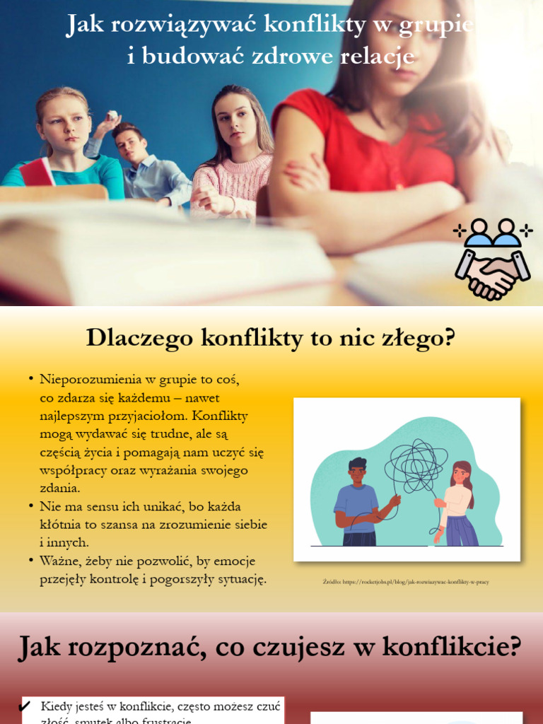 Jak Rozwiązywać Konflikty W Grupie I Budować Zdrowe Relacje | PDF