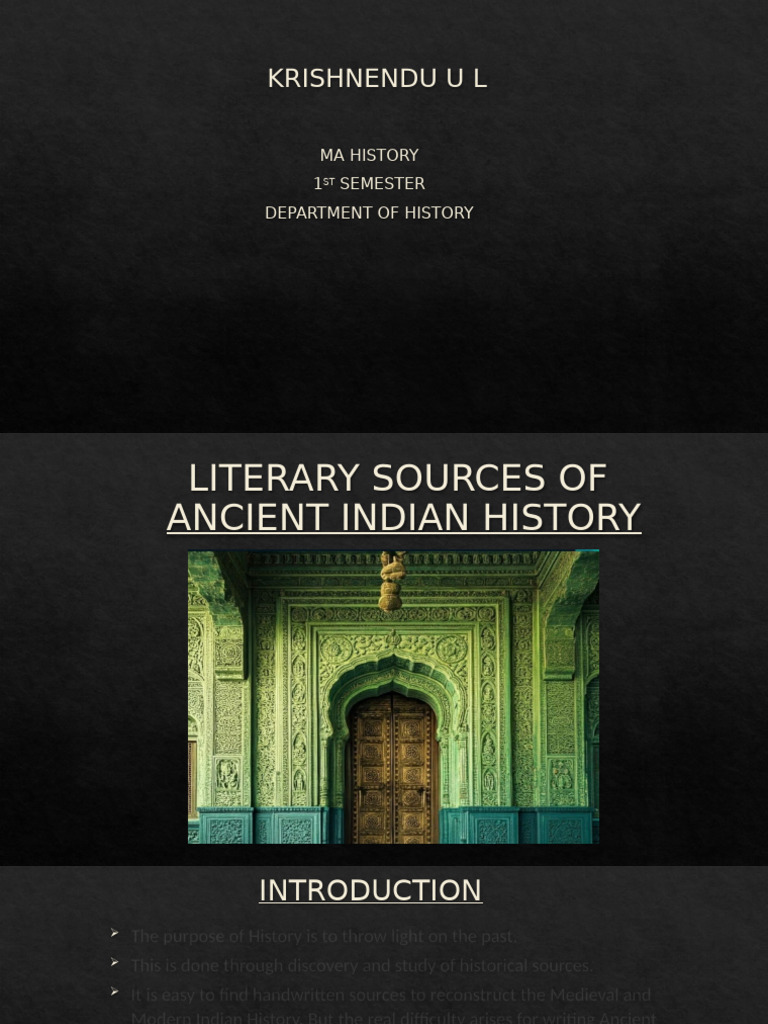Literary Sources of Ancient Indian History | PDF | Vedas | Sutra