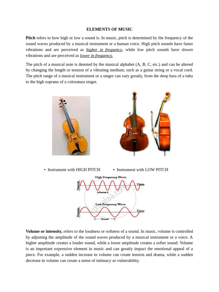 ELEMENTS OF ART Pitch and Volume | PDF