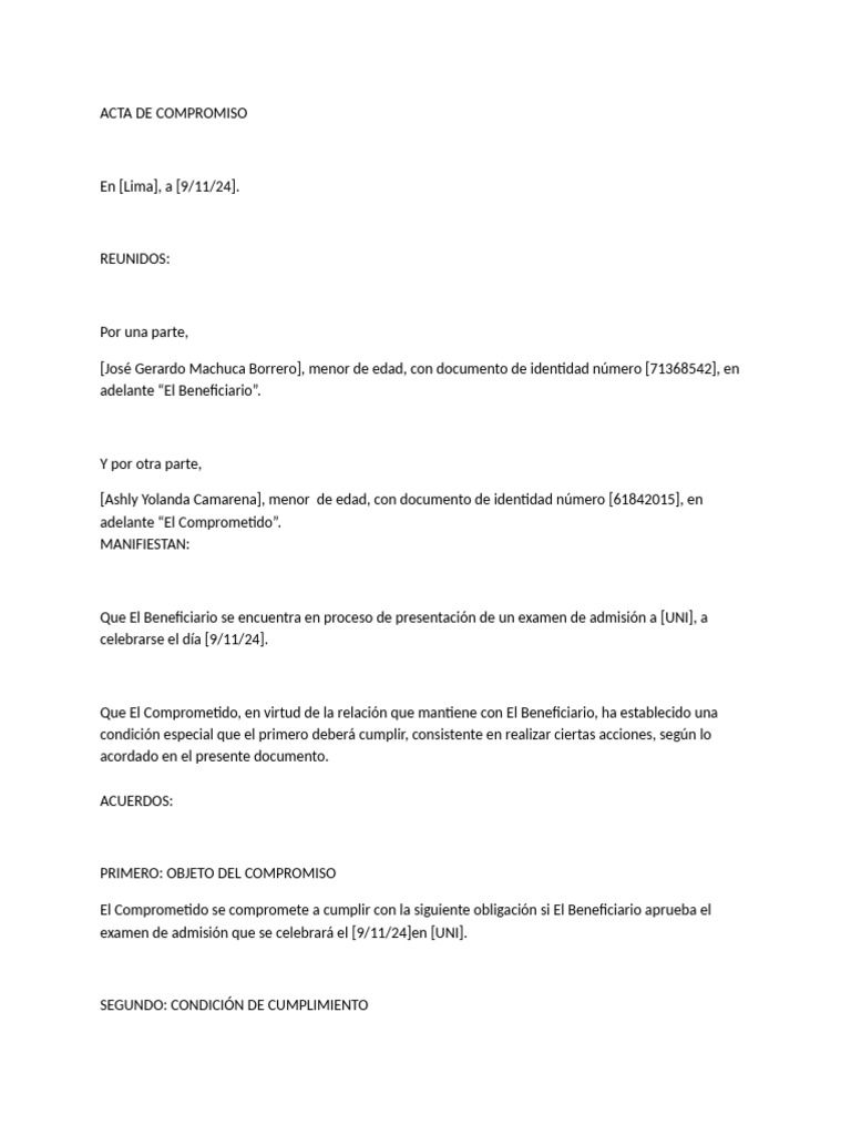 Contrato de Compromiso | PDF