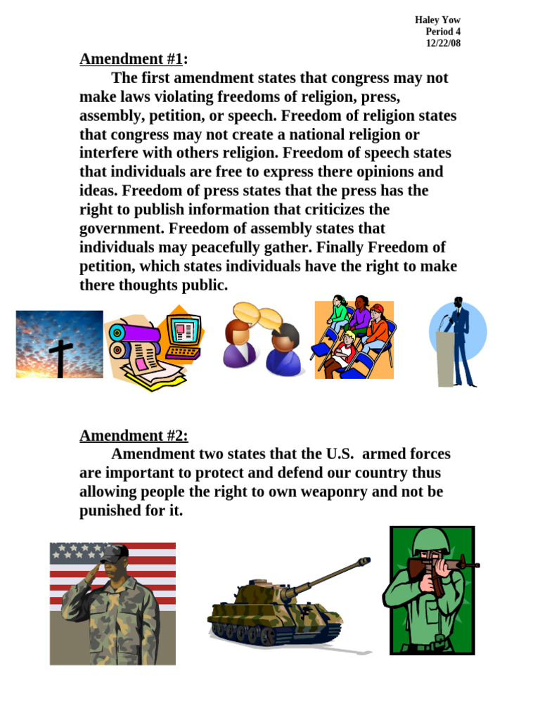 Overview of U.S. Constitutional Amendments | PDF | First Amendment To ...