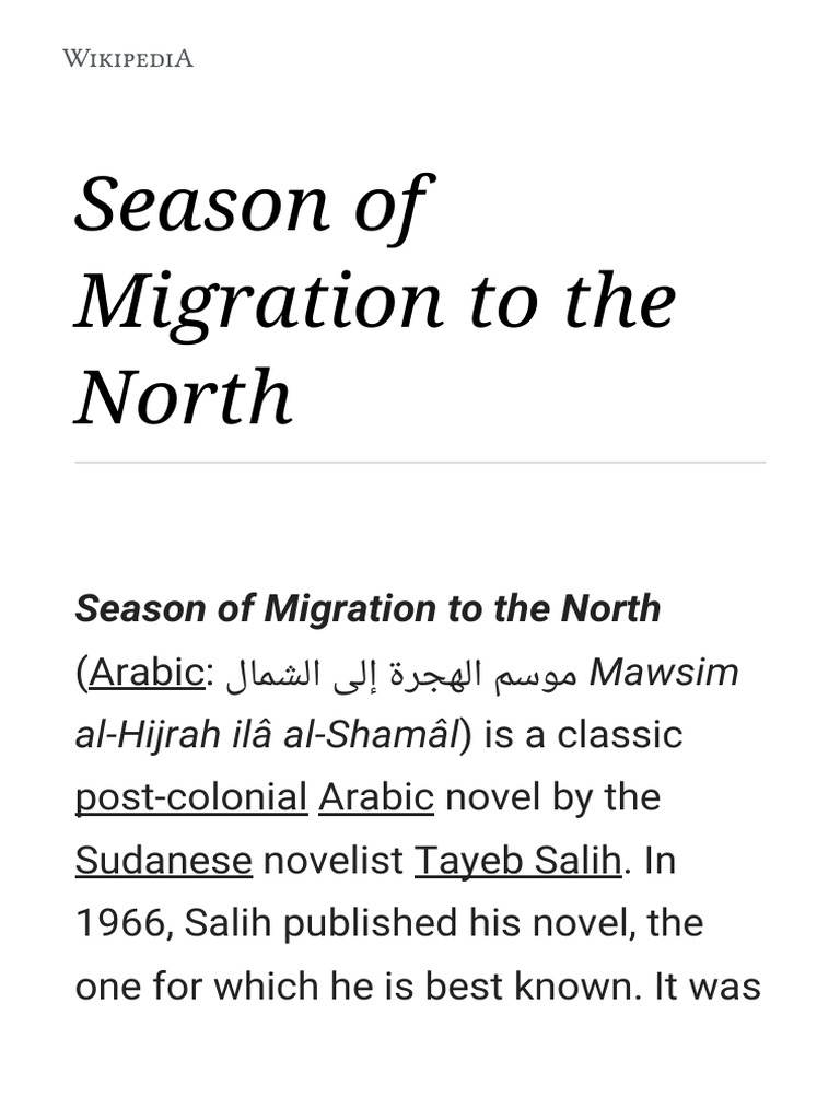 Season of Migration To The North - Wikipedia | PDF