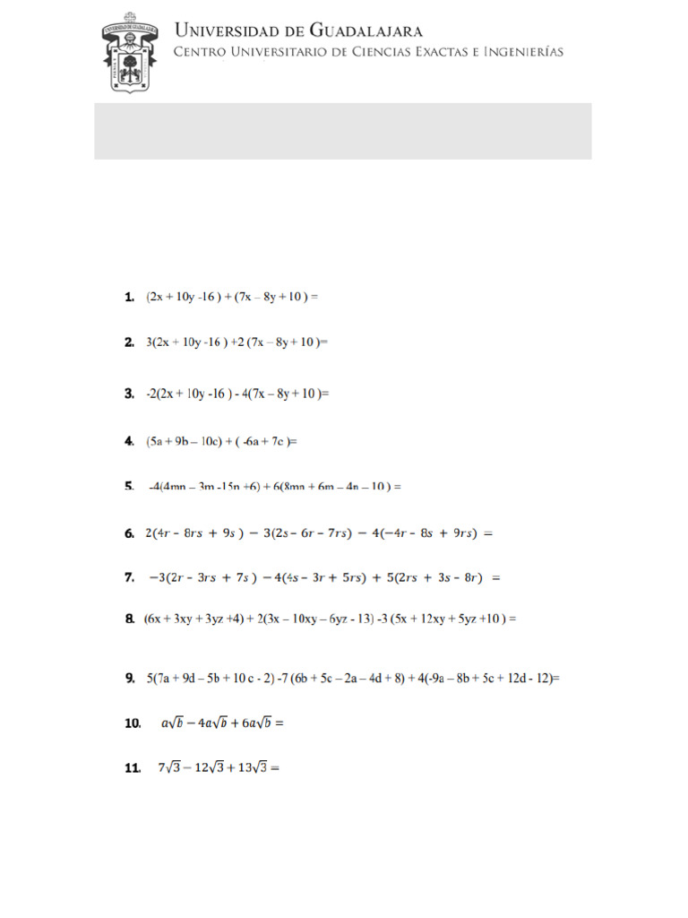 Ejercicios de Precálculo para Portafolio | PDF