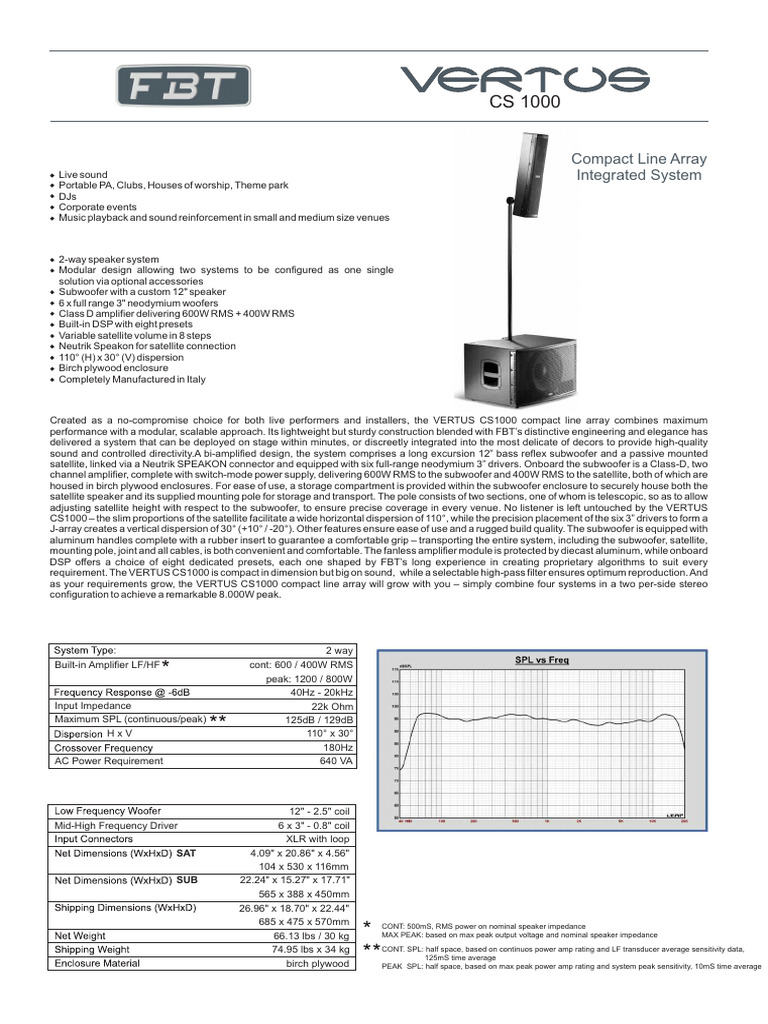 VERTUS CS1000 Compact Line Array System | PDF | Loudspeaker | Sound ...