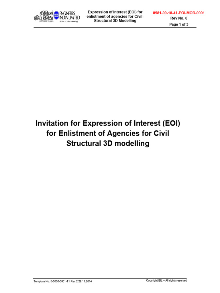 Expression of Interest EOI) For Enlistment of Agencies For Civil ...