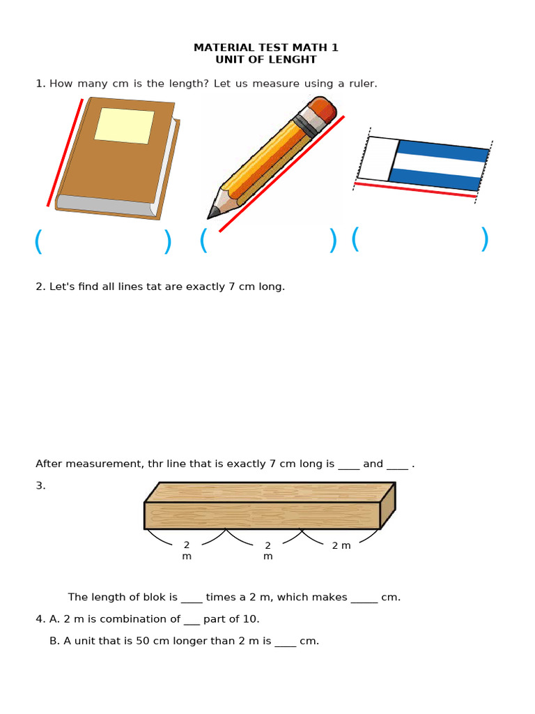 Test Math 1 Unit of Lenght | PDF