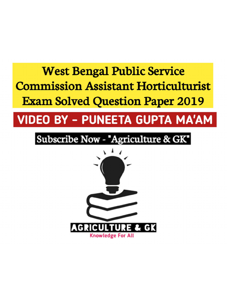 WBPSC Assistant Horticulturist Question Paper 2019 | PDF