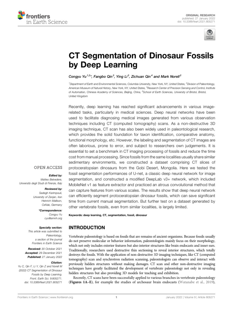 CT Segmentation of Dinosaur Fossils by Deep Learni | PDF | Ct Scan ...
