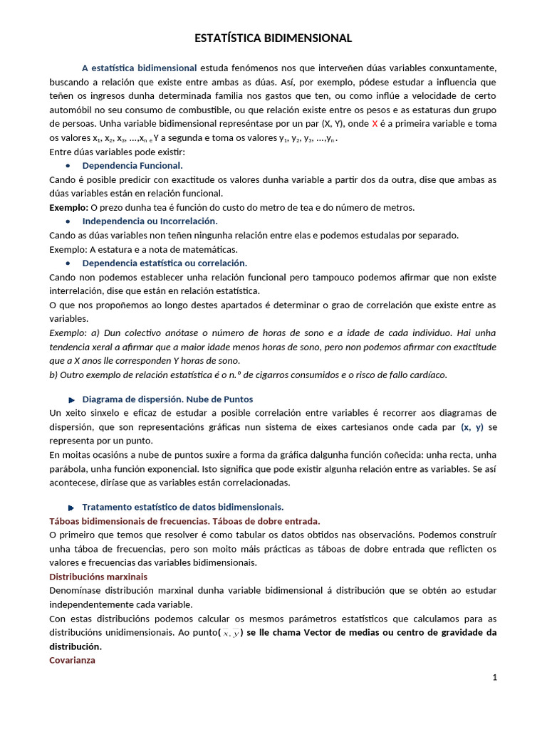Estat°stica BIdim | PDF