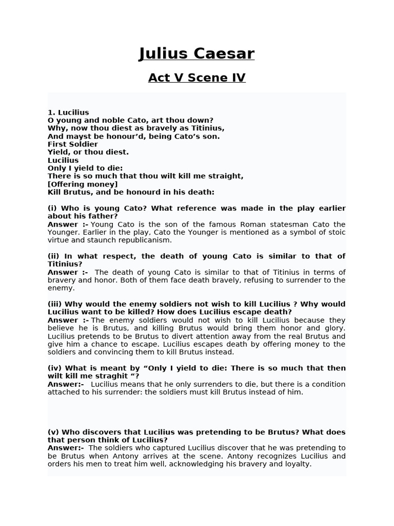 Julius Caesar Act V Scene IV | PDF | Augustus | Julius Caesar