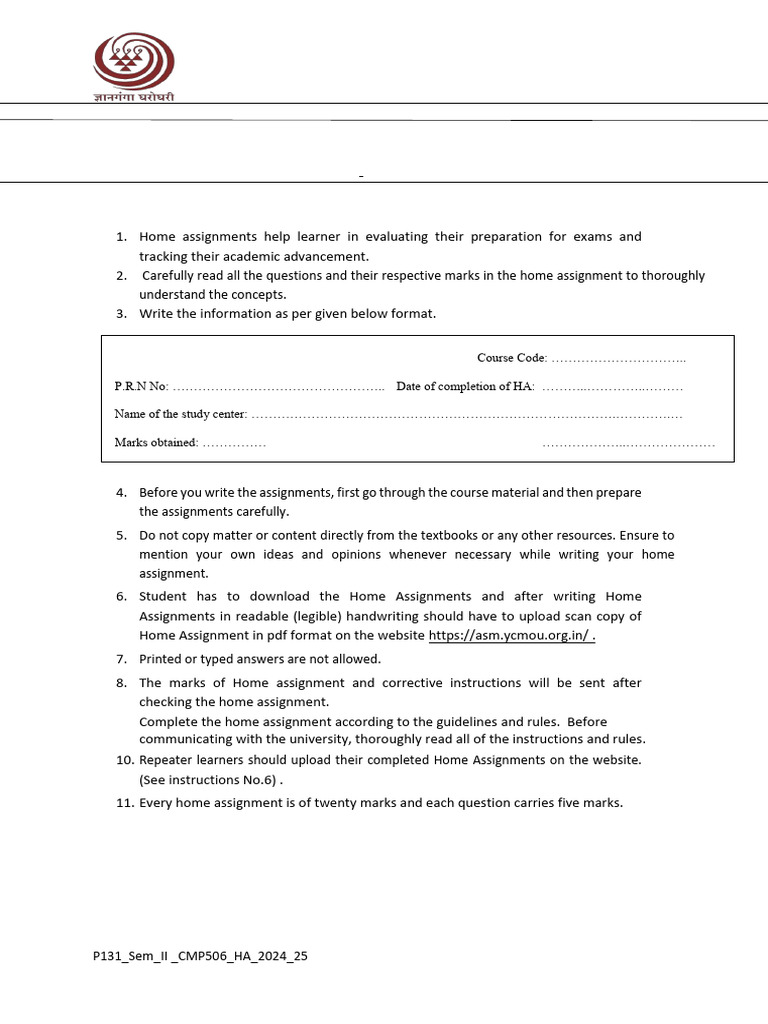 BCA Computer Networks Home Assignment 2024 | PDF | Computer Network ...