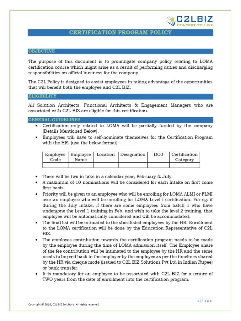 LOMA Certification Policy - 31012025 | PDF | Insurance | Investing