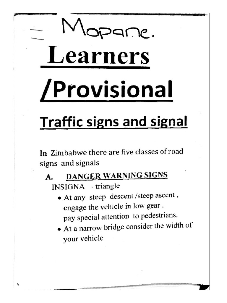 Mopane Driving School Notes | PDF
