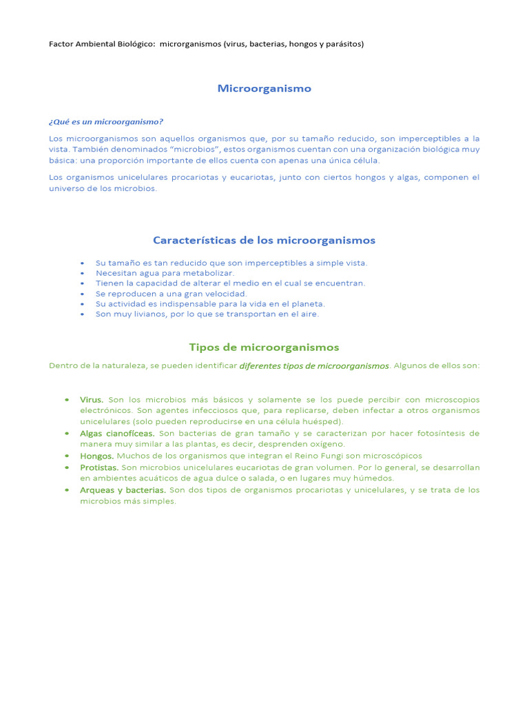 Microorganismos: Tipos y Funciones | PDF | Microorganismo | Hongo