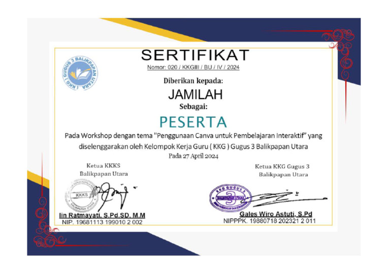 Sertifikat Jamilah 1 | PDF