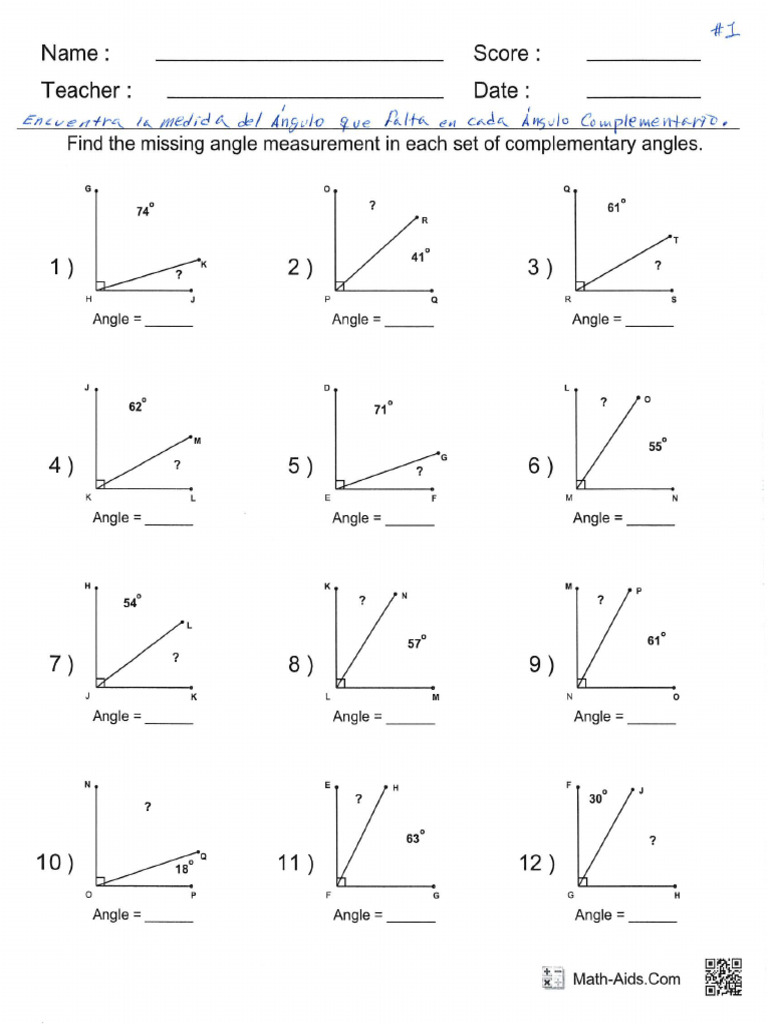 CW-HW - Find-The - Missing-Angle-Measurement | PDF