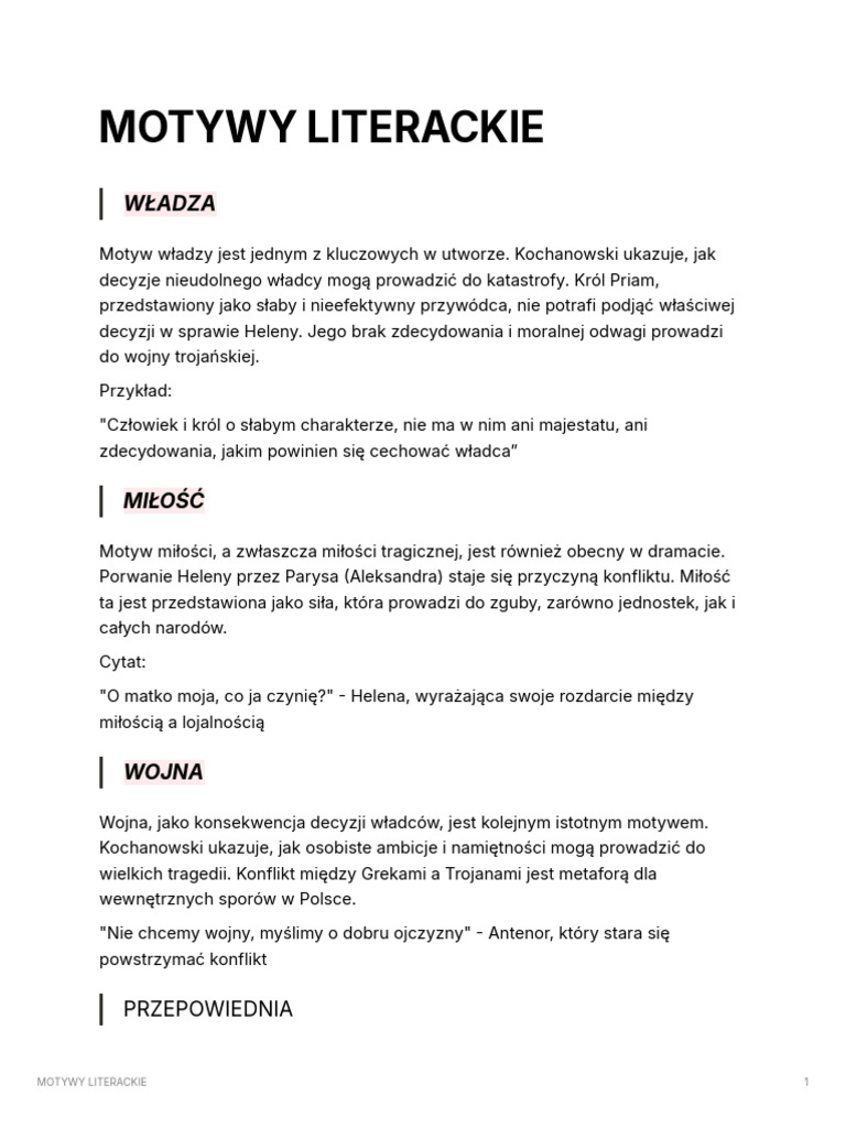 Motywy Literackie | PDF