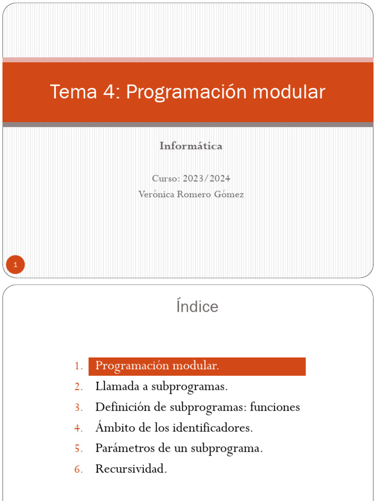 Tema4 ProgramacionModular | PDF | Programación de computadoras | Parámetro (programación de ...
