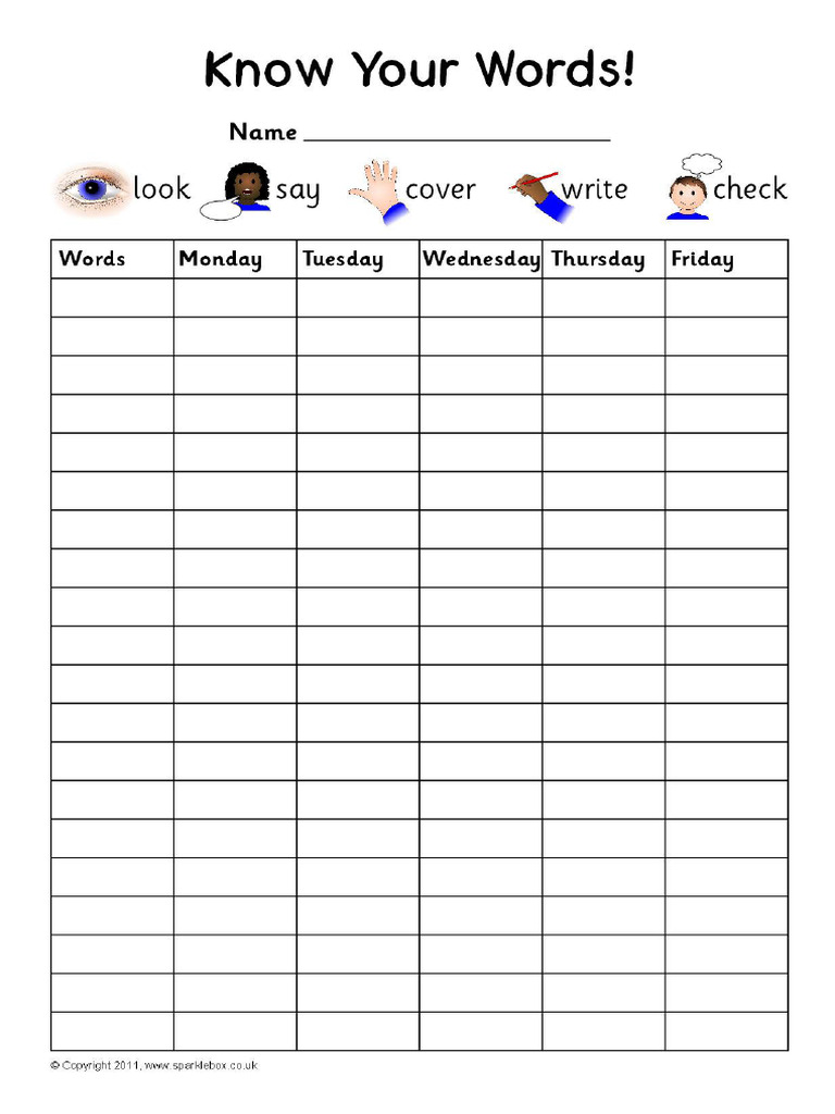 Grade 2 Spelling Tracker Week 11 | PDF