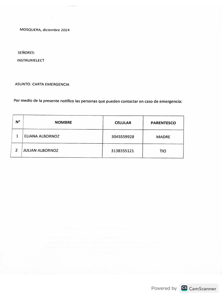 6 Carta de Emergencia Cris | PDF