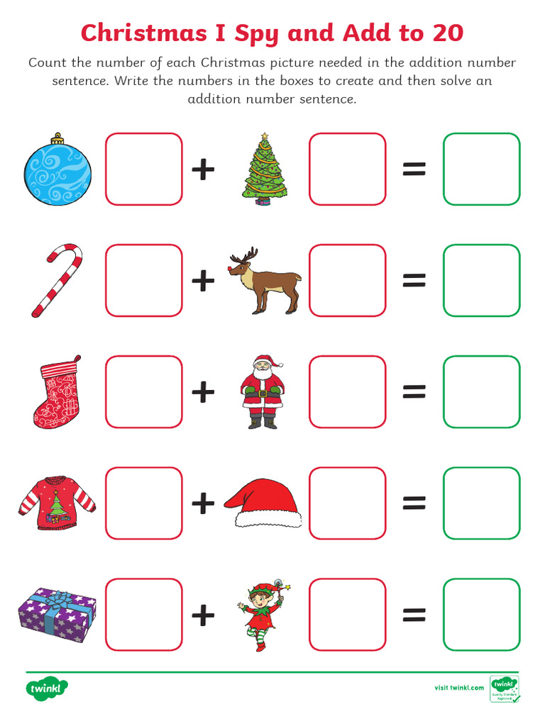 Christmas I Spy and Add To 20 Checklist | PDF